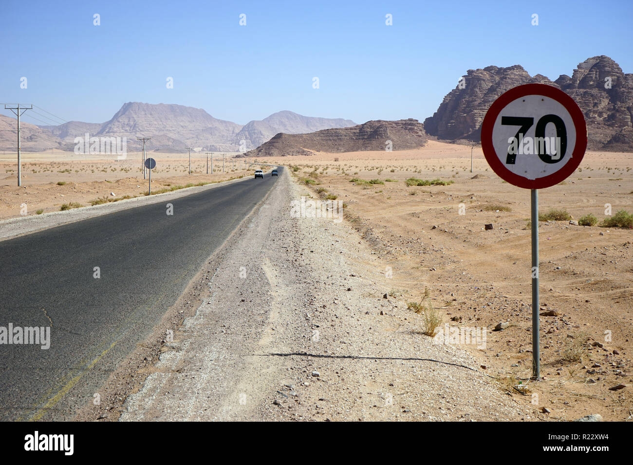 Road sign in Wadi Rum desert, Jordan Stock Photo - Alamy
