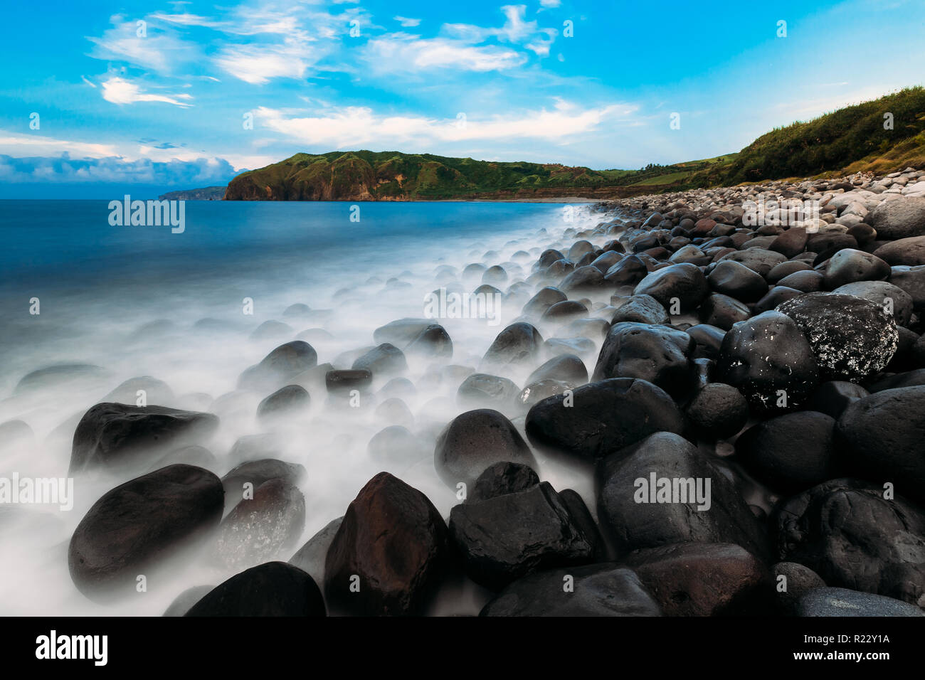 The Valugan boulder beach of Basco, Batanes in the Philippines Stock ...