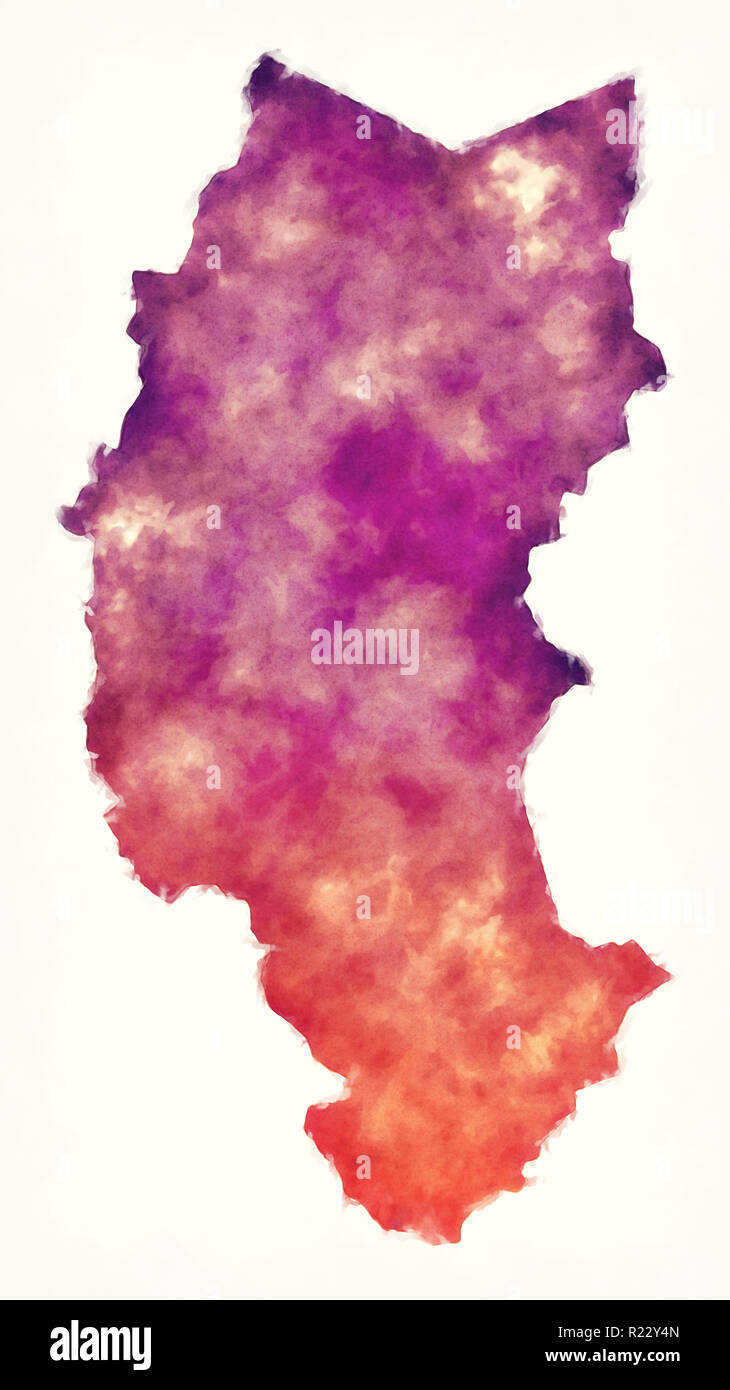 Puno region watercolor map of Peru in front of a white background Stock ...