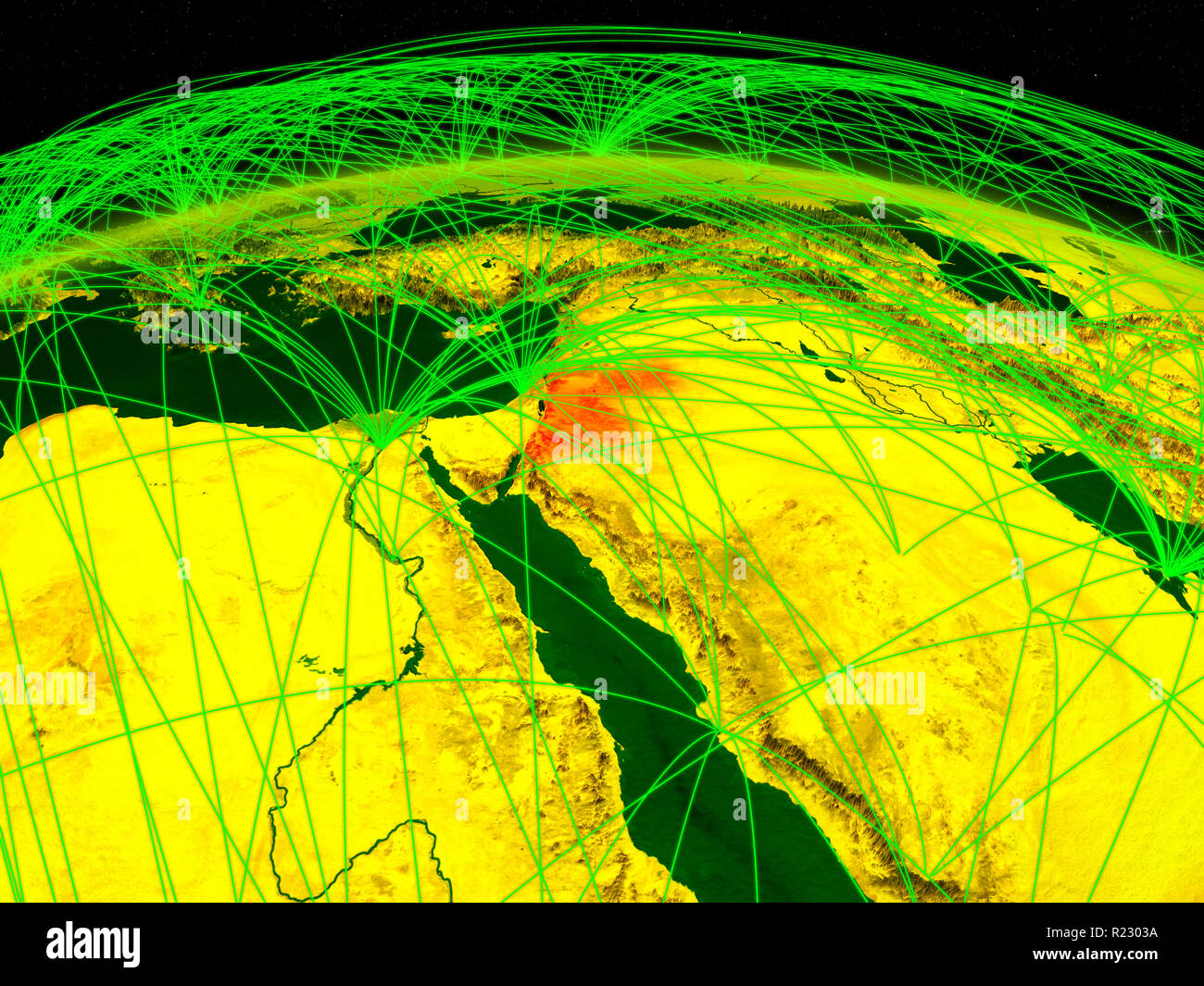 Jordan on digital planet Earth with international network representing ...