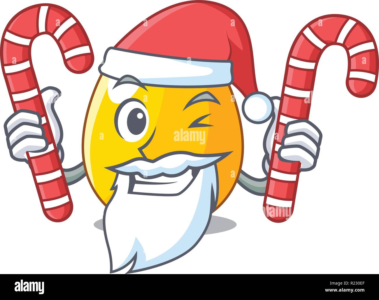 Santa with candy golden egg with cartoon shape reflection Stock Vector ...