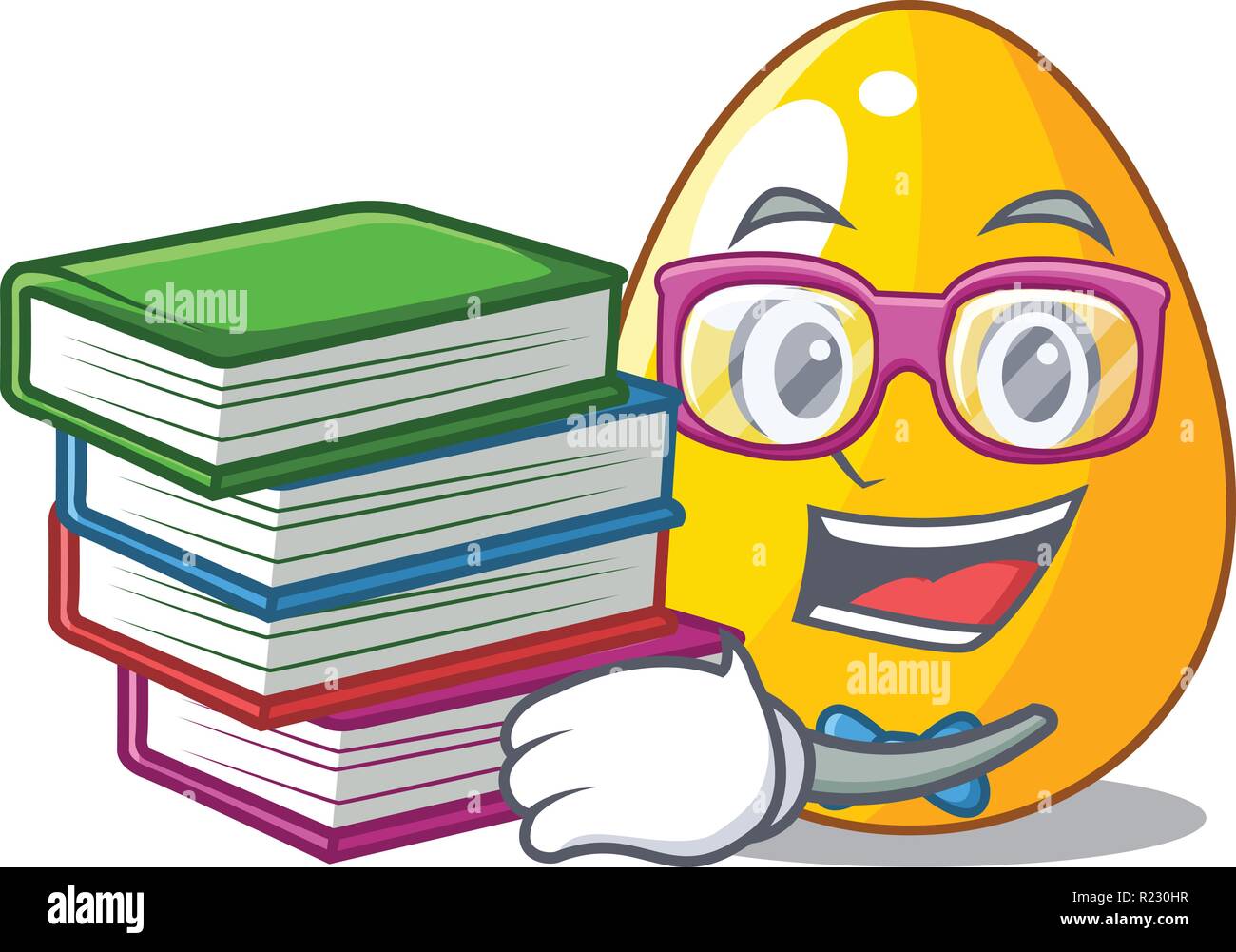 Student with book golden egg with cartoon shape reflection Stock Vector ...
