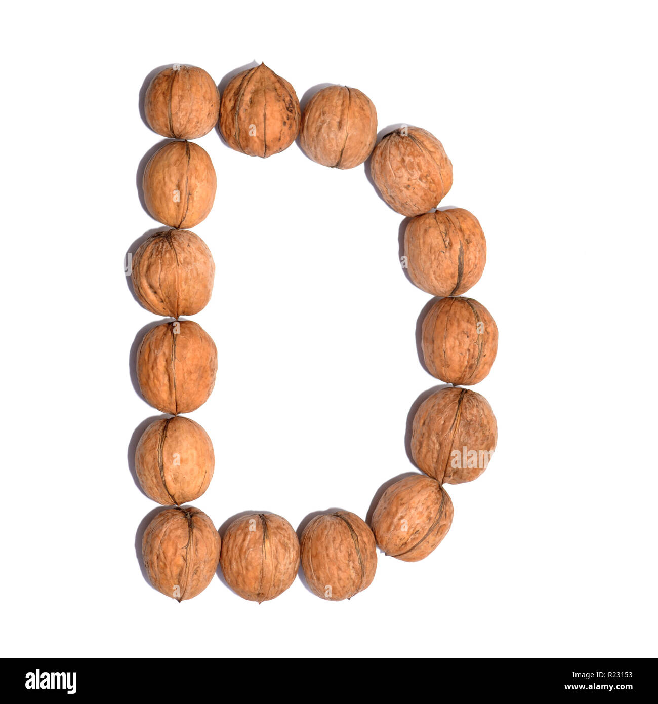 Letter D made with nuts to form a letter of the alphabet. Fruit letters ...