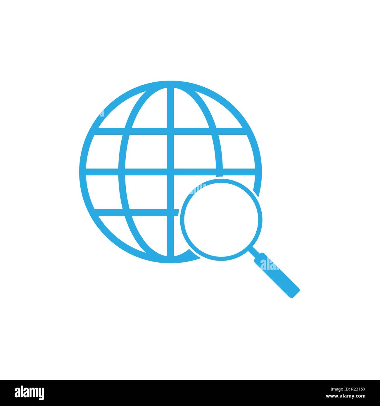 Global icon. Magnifier icon. Vector illustration flat Stock Vector ...