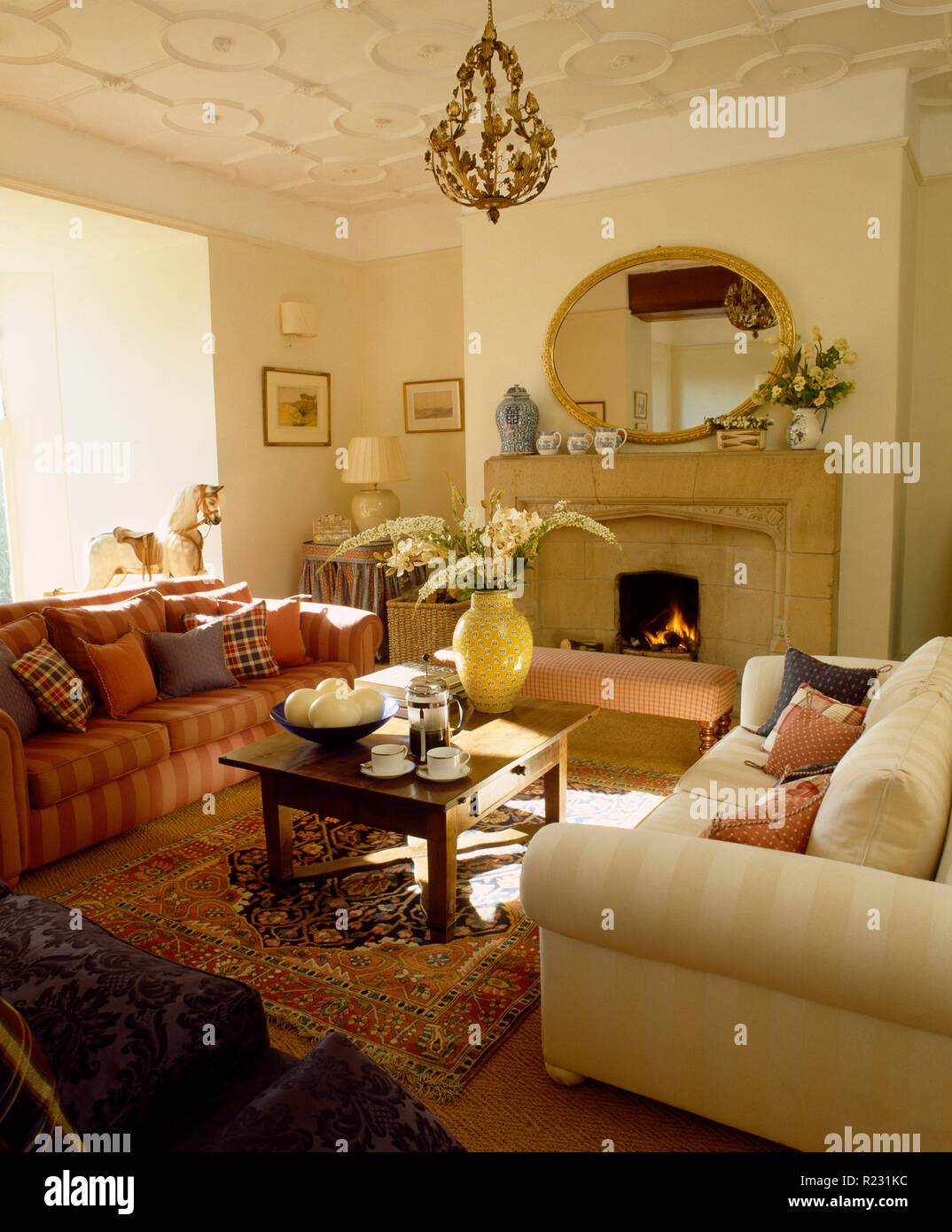 Traditional sofa in front fireplace hi-res stock photography and images ...