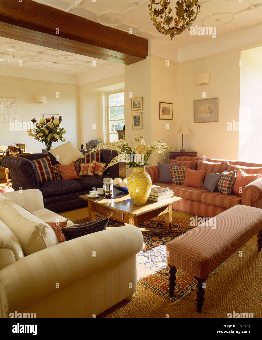 Comfortable sofas in country sitting room Stock Photo - Alamy