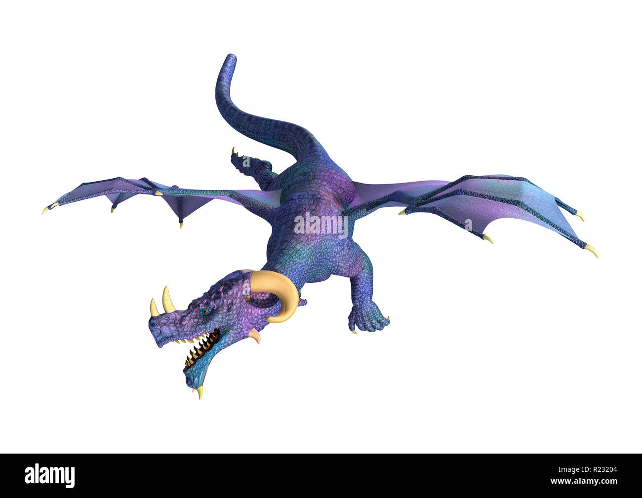 3D rendering of a blue fantasy dragon isolated on white background ...