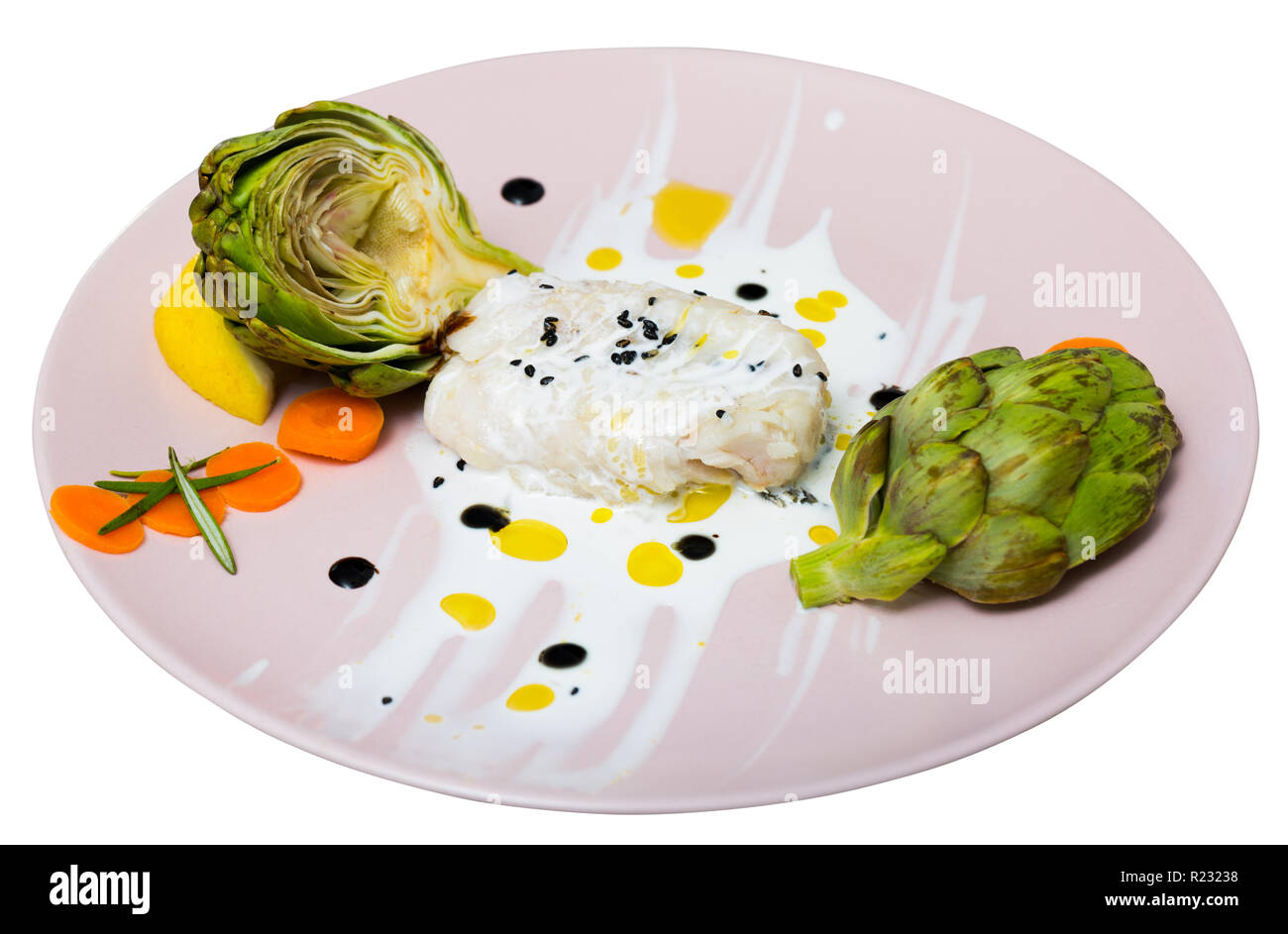 Hake de Provence. Isolated over white background Stock Photo - Alamy