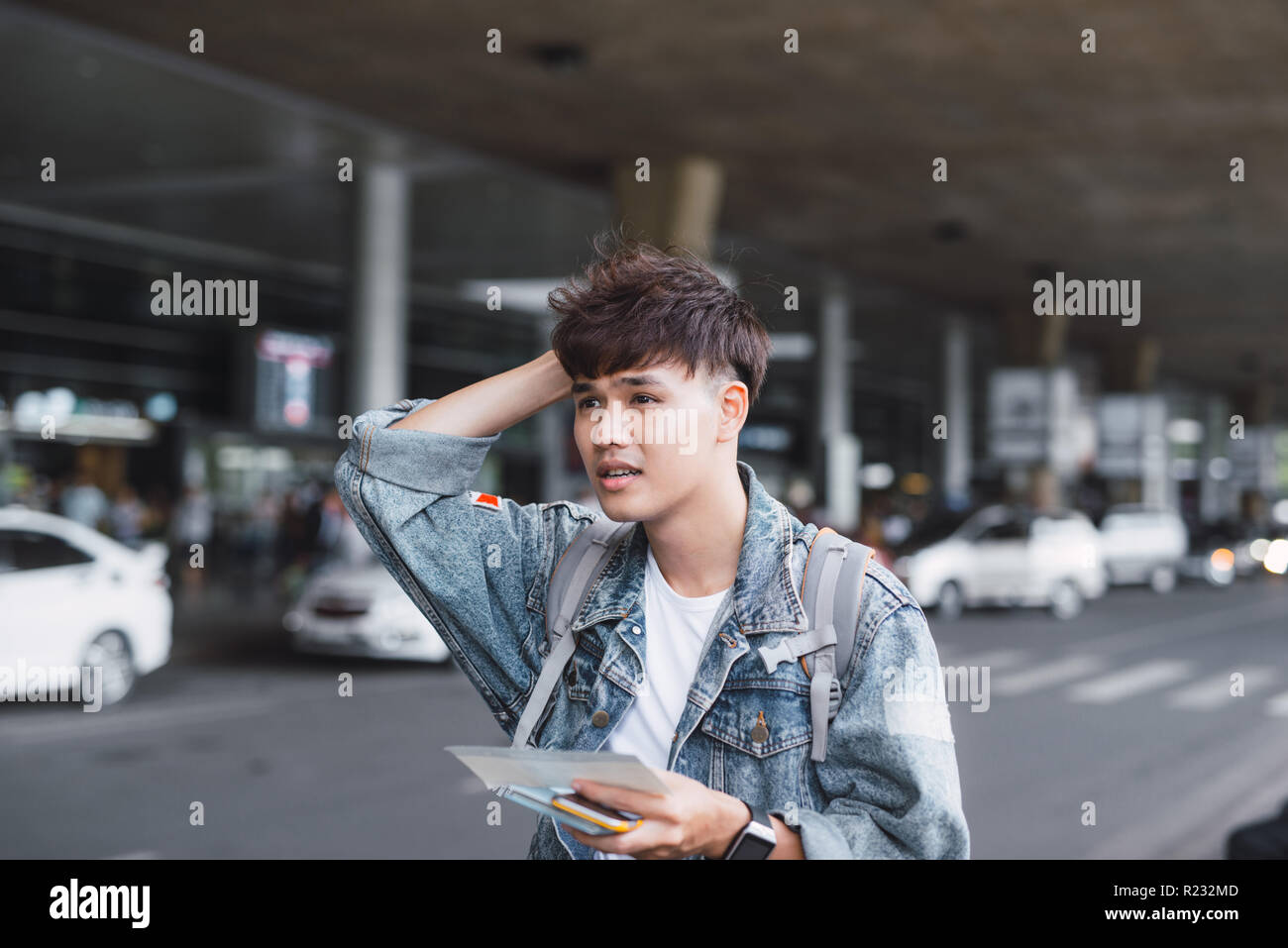 Confused man on plane hi-res stock photography and images - Alamy