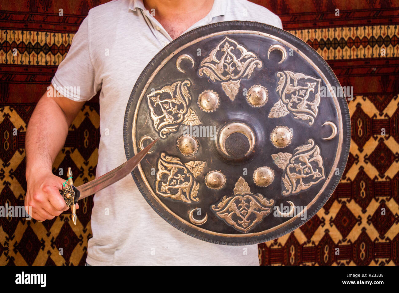 Antique shields from Ottoman times in the view Stock Photo - Alamy