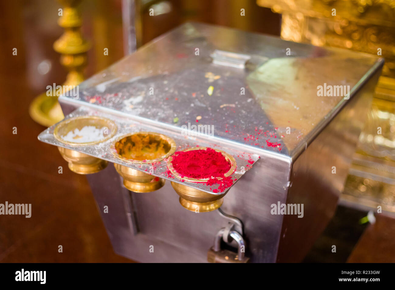 Beautiful color powder in hinduism temple in Kuala Lumpur capital city ...
