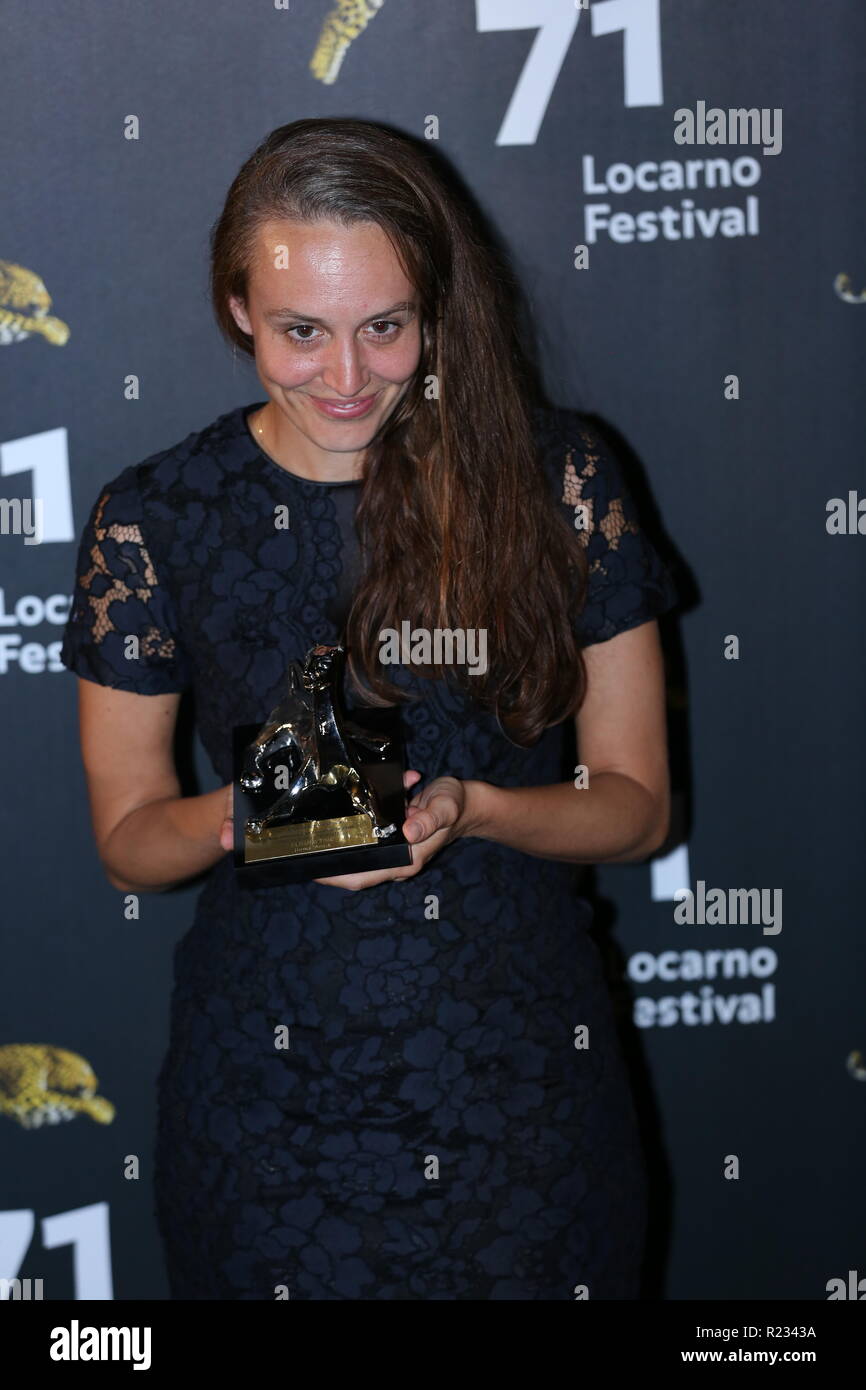 LOCARNO, SWITZERLAND – AUG 11, 2018: Nicole Vögele receives the ...