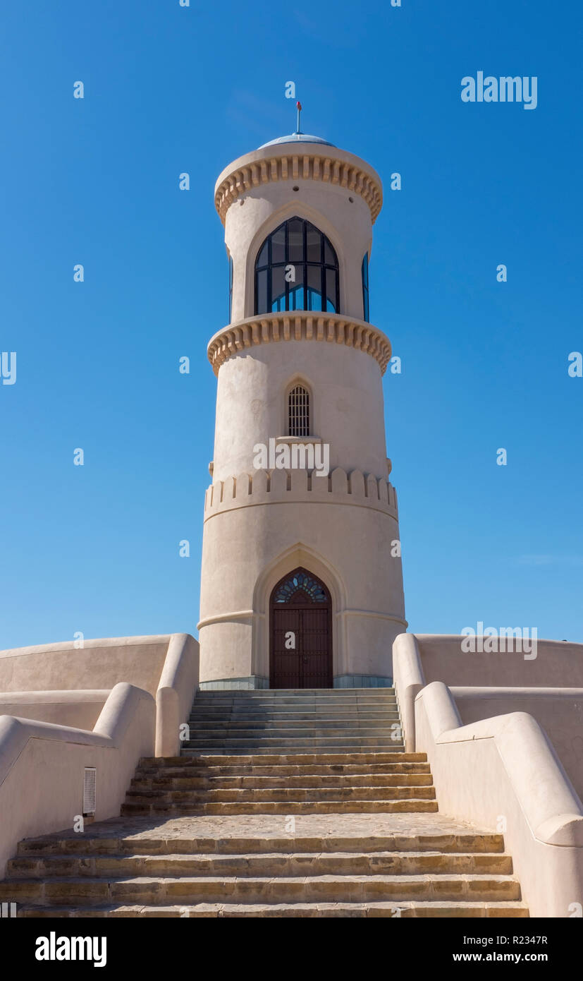 The lighthouse in the Al Ayjah district of Sur in the Sultanate of Oman ...