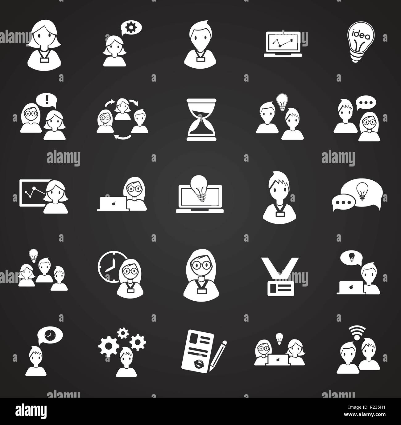 Coworking set on black background icons Stock Vector Image & Art - Alamy
