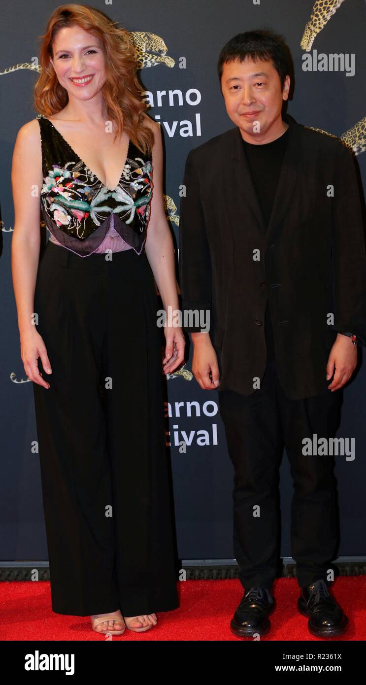 LOCARNO, SWITZERLAND – AUG 11, 2018: Isabella Ragonese and Jia Zhang-Ke ...