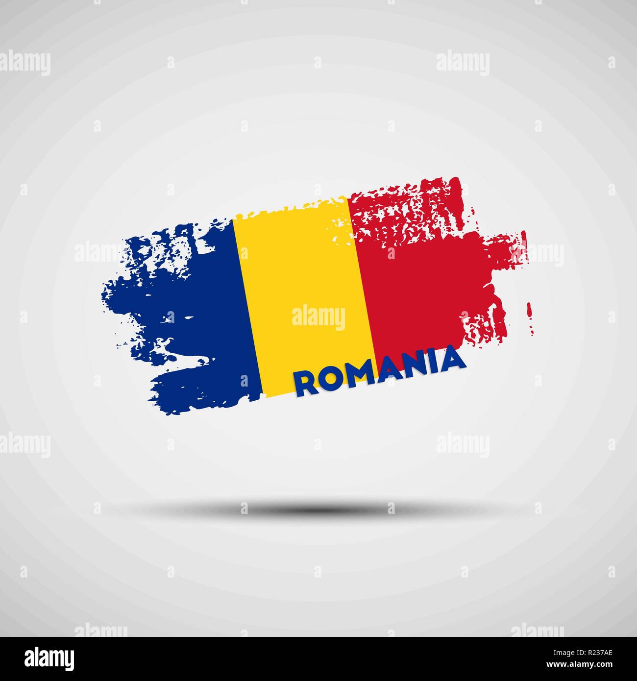 Flag of Romania. Vector illustration of grunge brush stroke with ...