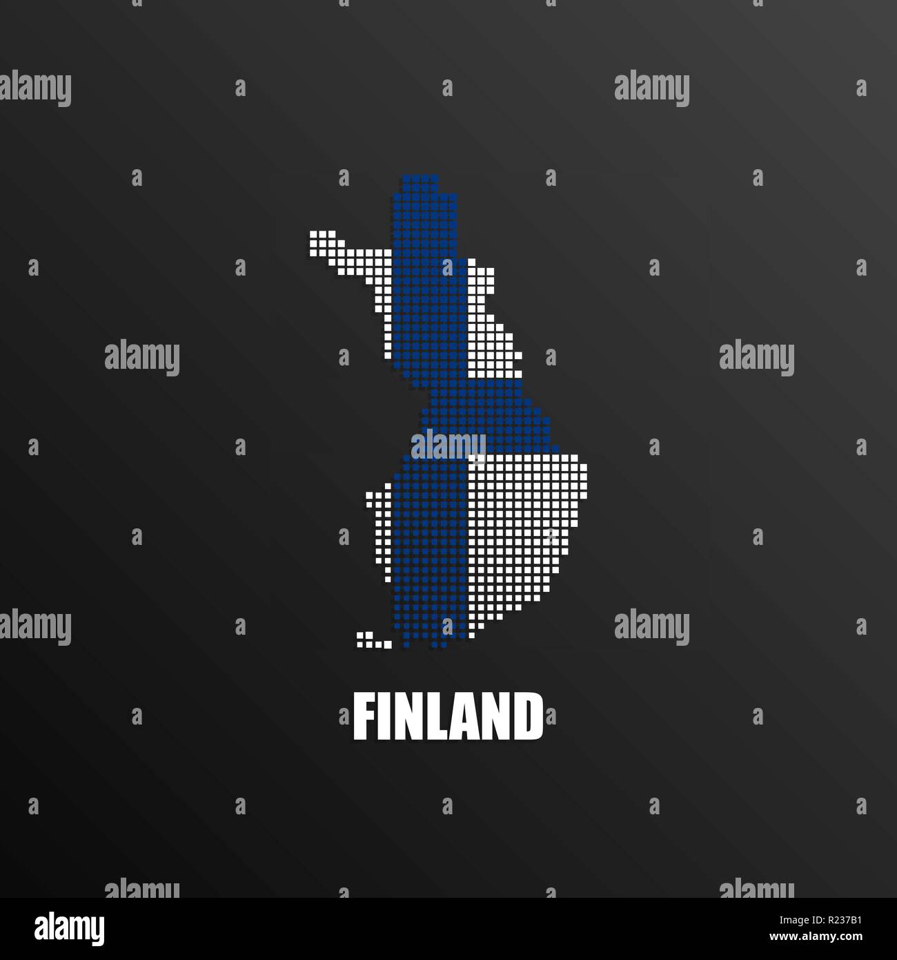 Vector illustration of abstract halftone map of Finland made of square ...