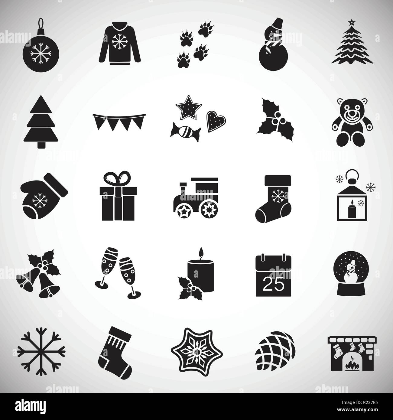 Christmas set on white background icons Stock Vector Image & Art - Alamy