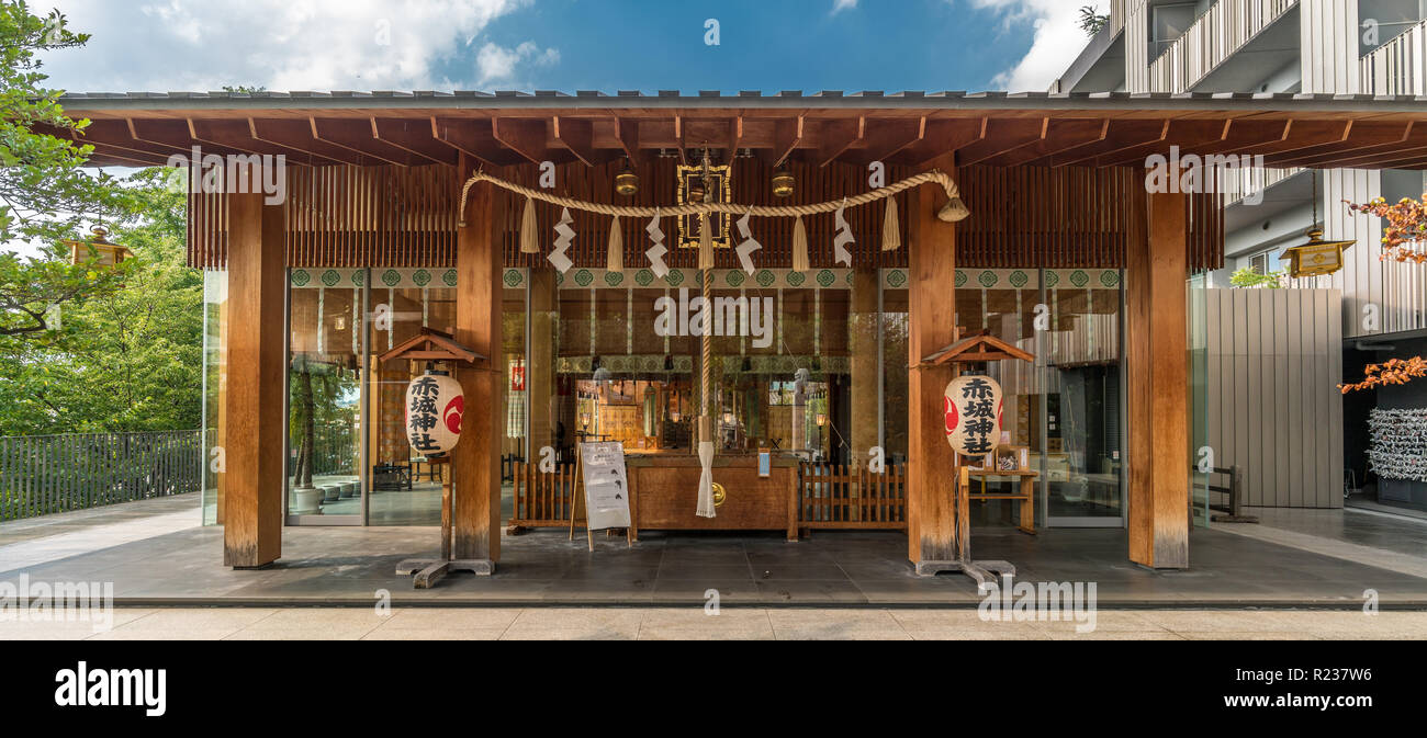 Tokyo, Japan - August 03, 2018 : Honden (Main Hall) of Akagi Jinja ...