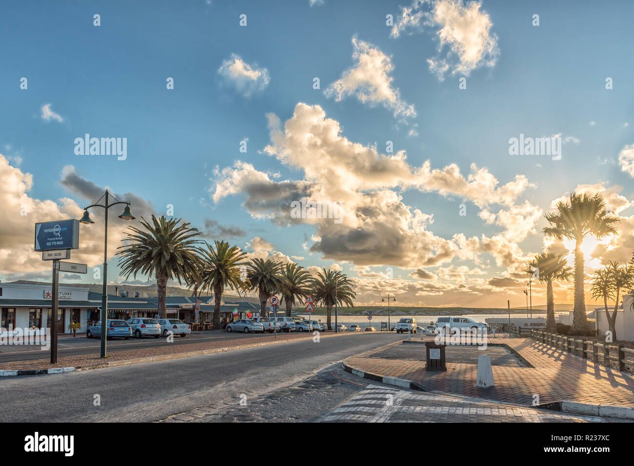 LANGEBAAN, SOUTH AFRICA, AUGUST 20, 2018: A late afternoon street scene ...