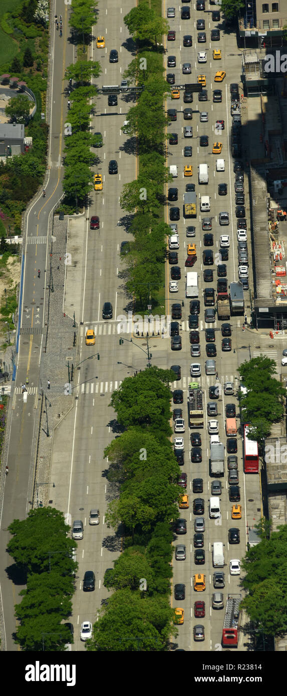 View from skyscrapers on the streets of New York City. Top view on the ...