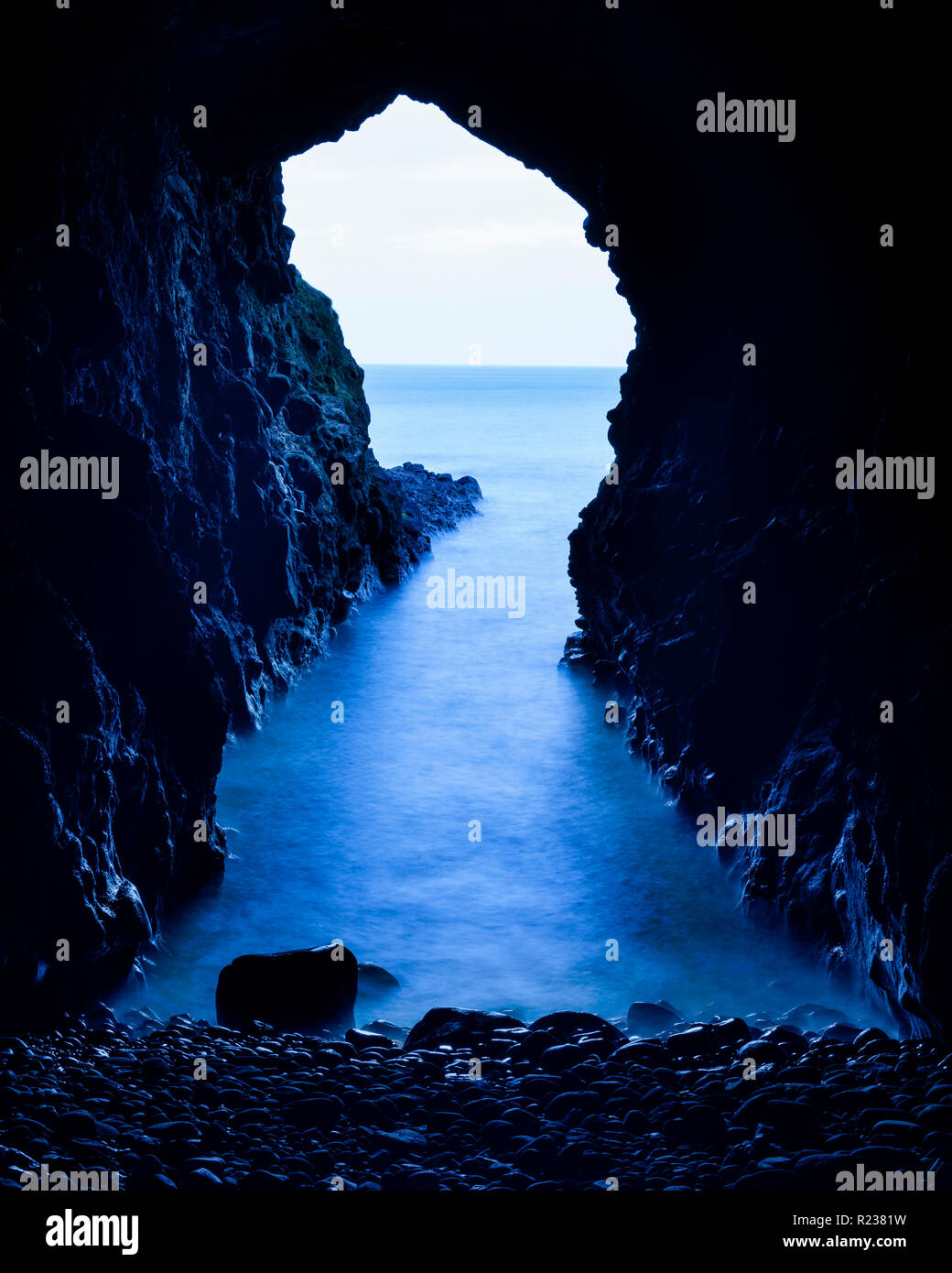 Mermaids Cave at dawn, Dunlace Castle, County Antrim, Northern Ireland ...