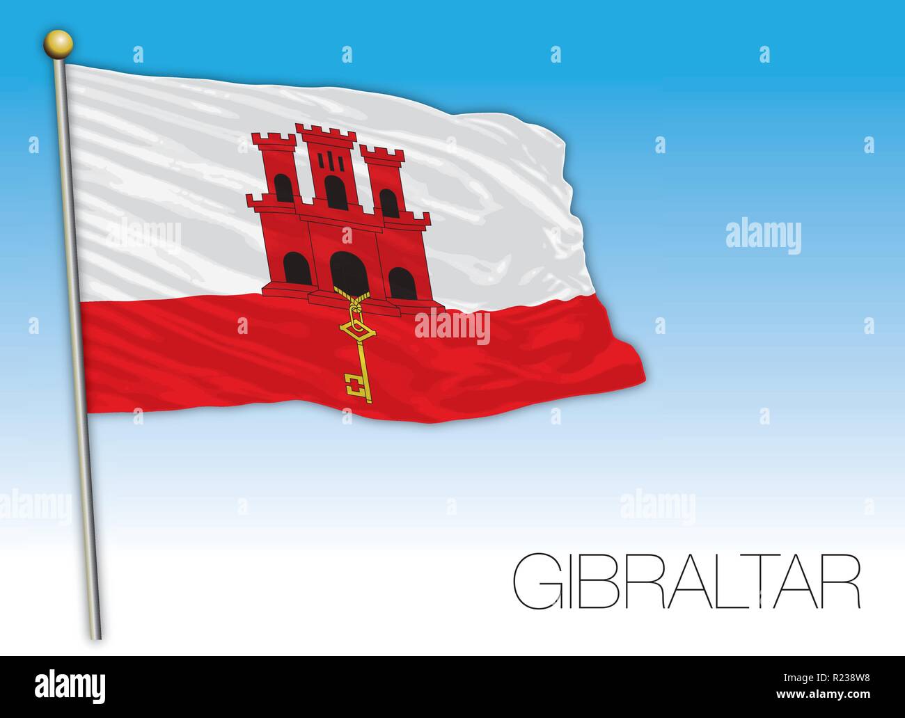 Gibraltar territory flag, United Kingdom, vector illustration Stock ...