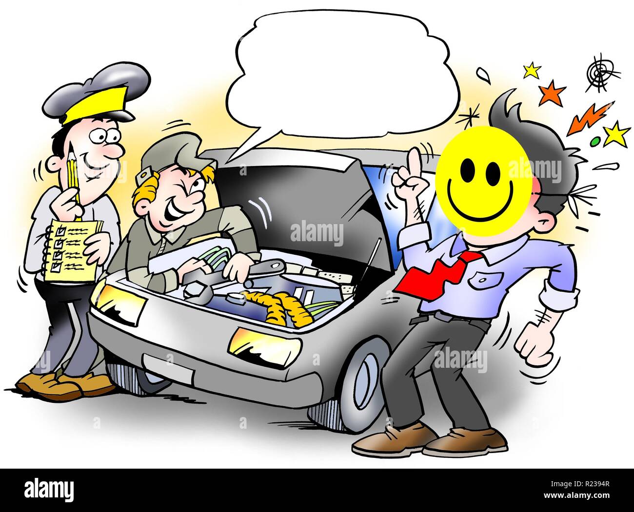 Smiley Inspection of an Car Stock Photo - Alamy