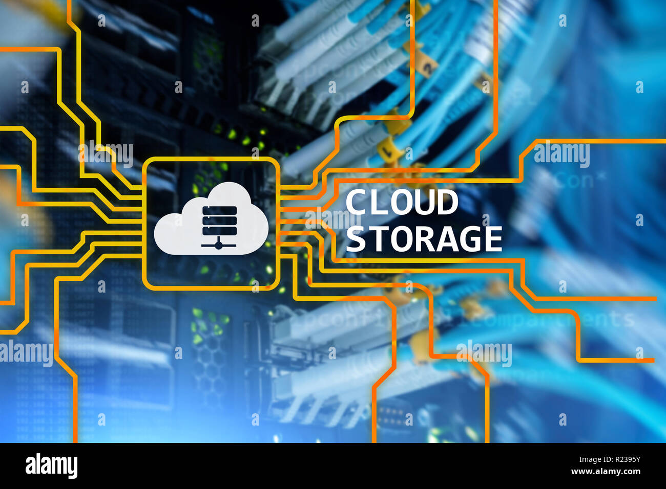 Cloud data storage concept on server room background Stock Photo - Alamy