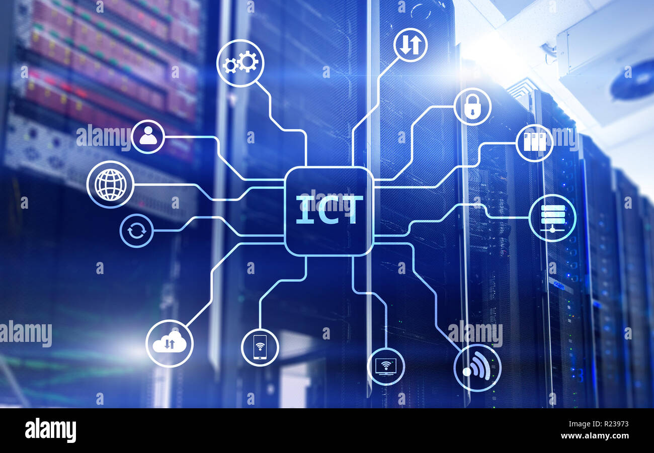 ICT - information and communications technology concept on server room ...