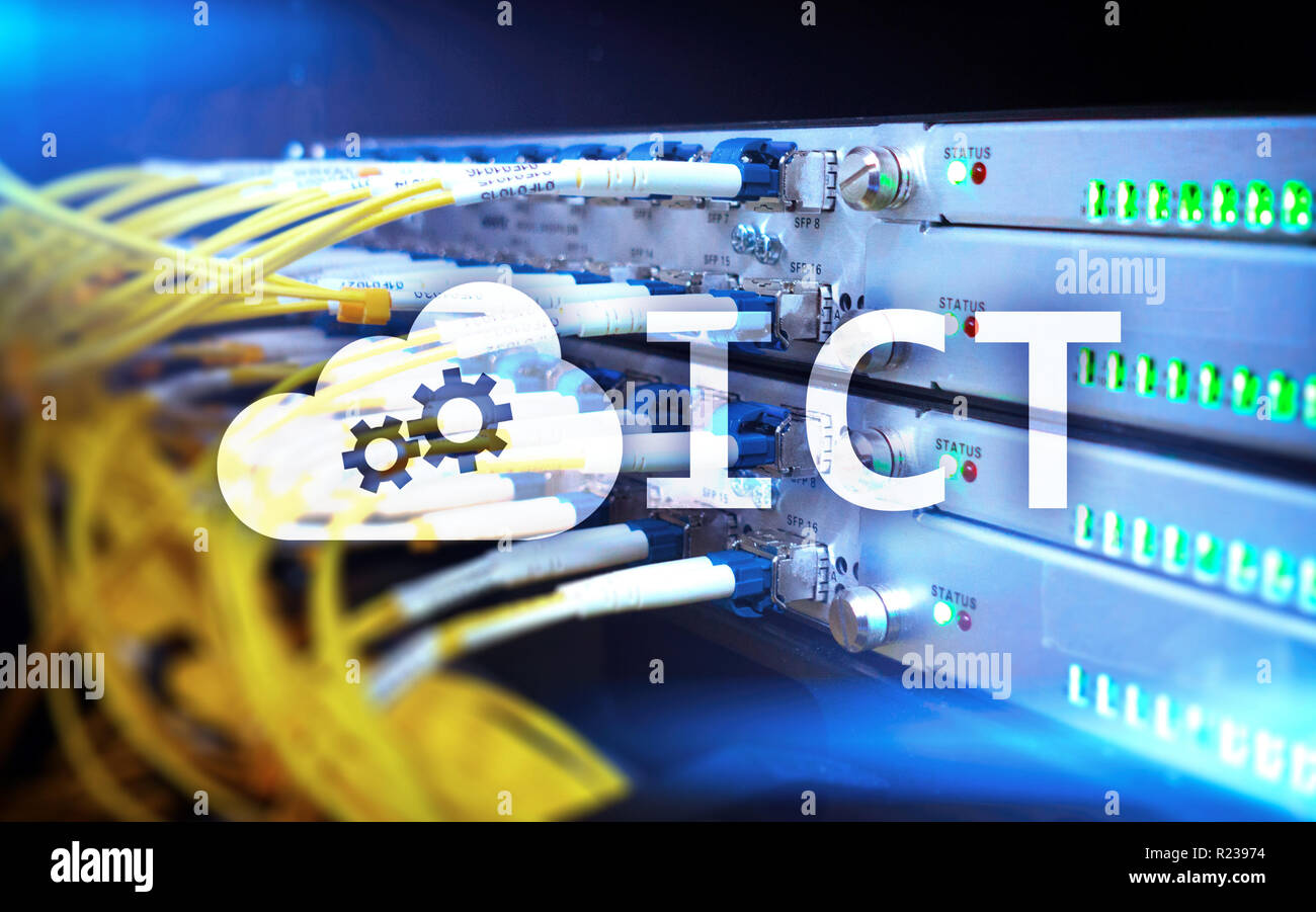 ICT - information and communications technology concept on server room ...