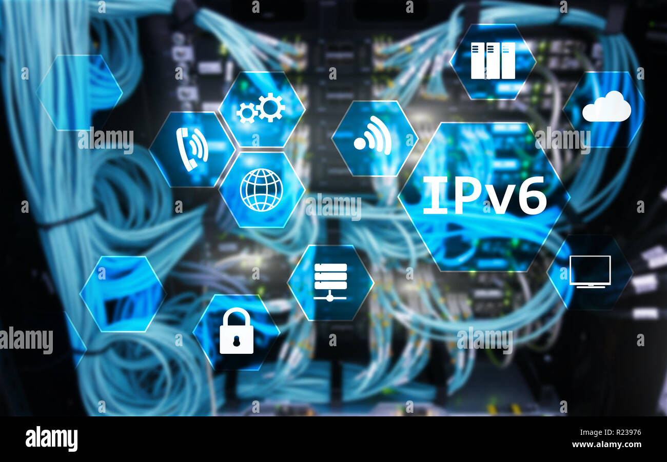 Ipv6 network technology concept on server room background Stock Photo ...