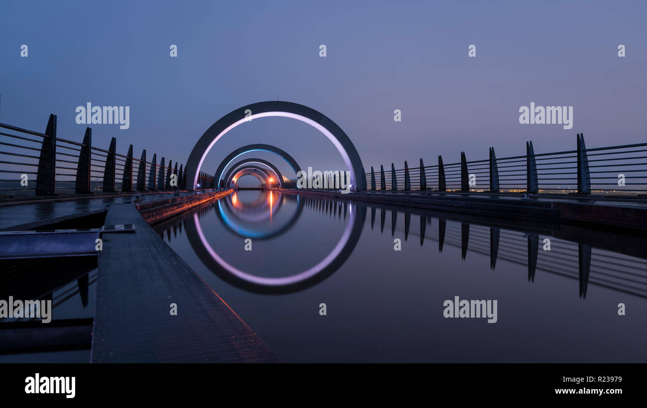 The Falkirk wheel on a still evening Stock Photo - Alamy