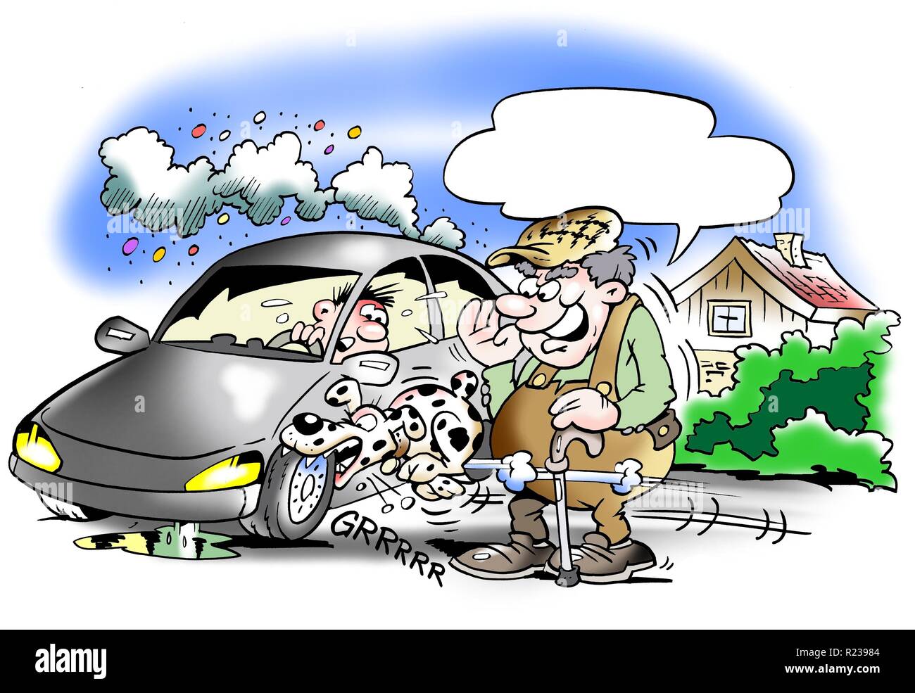 The dog eat the tires on the car Stock Photo - Alamy