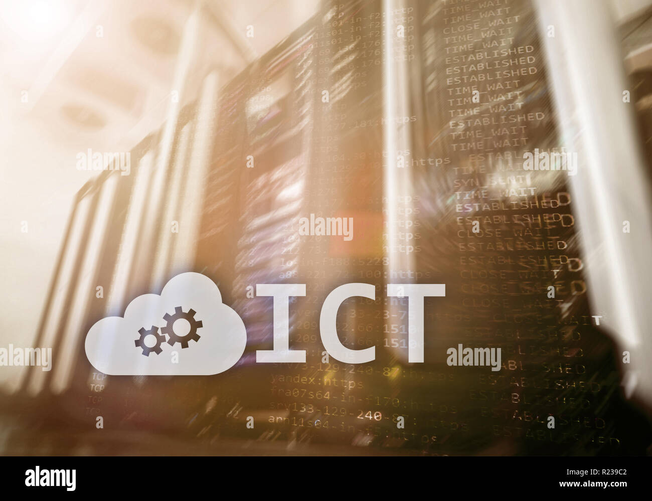 ICT - information and communications technology concept on server room ...