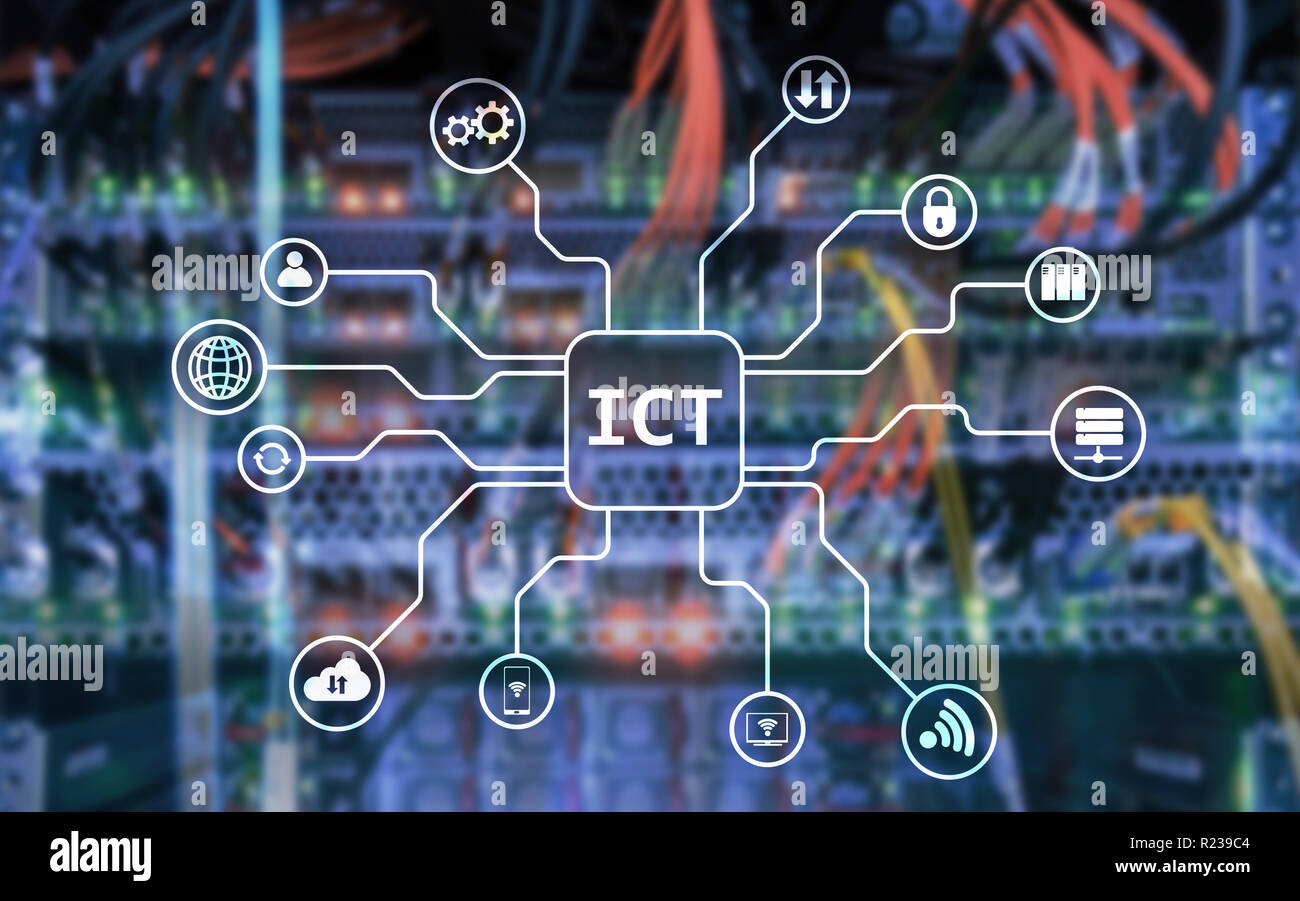 ICT - information and communications technology concept on server room ...