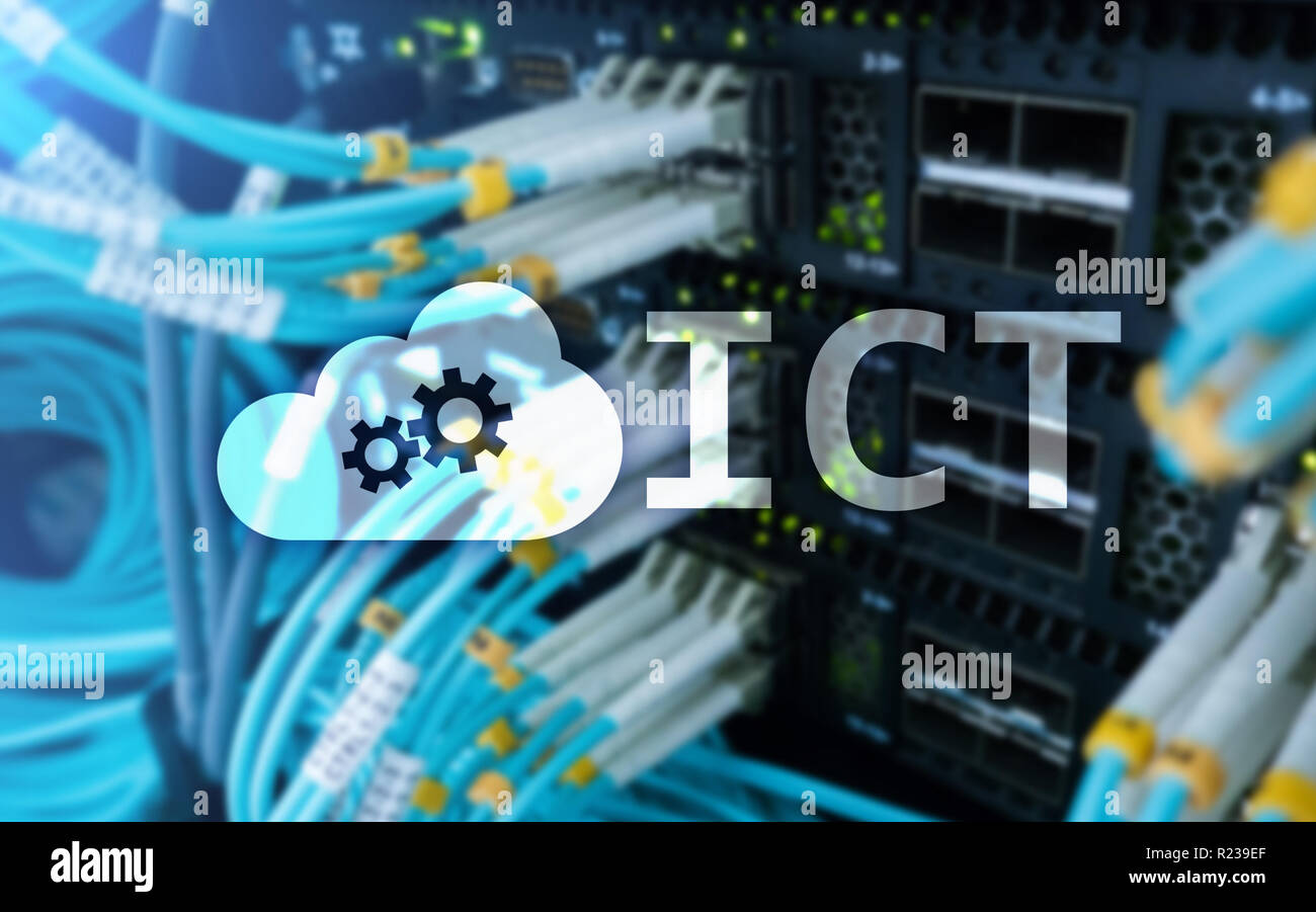 ICT - information and communications technology concept on server room ...