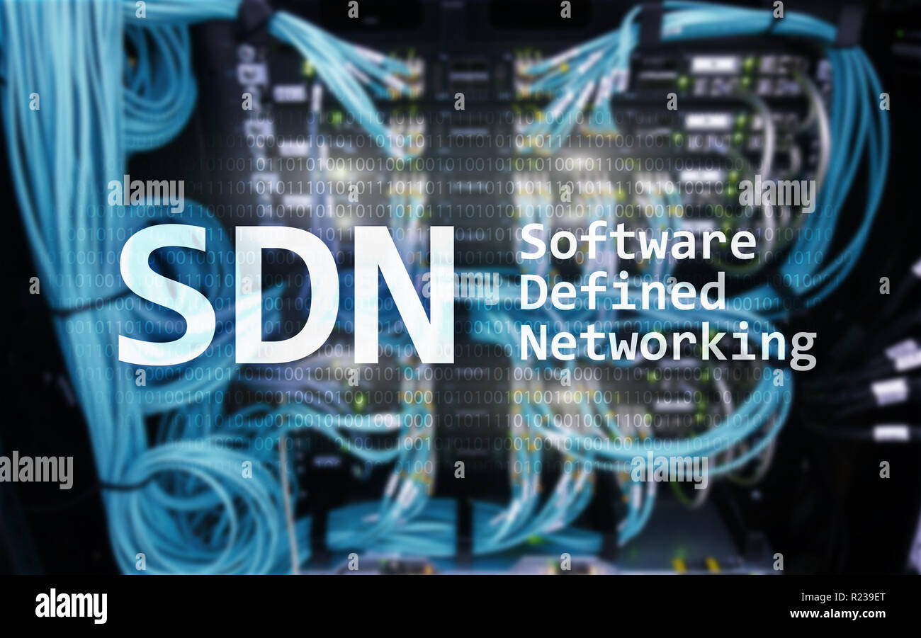 SDN, Software defined networking concept on modern server room ...