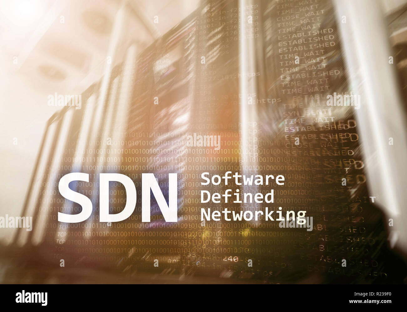 SDN, Software defined networking concept on modern server room ...