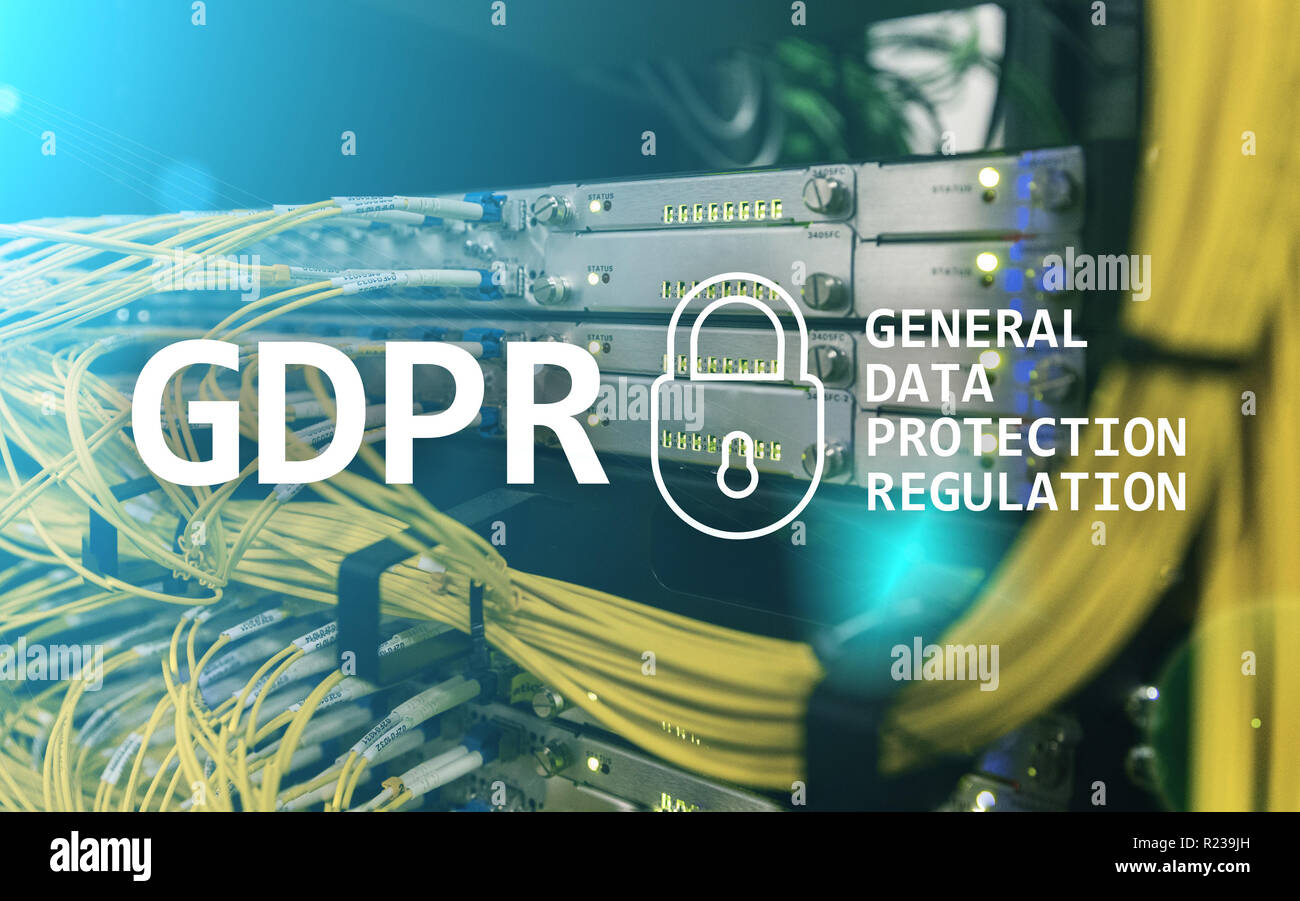 GDPR, General data protection regulation compliance. Server room ...