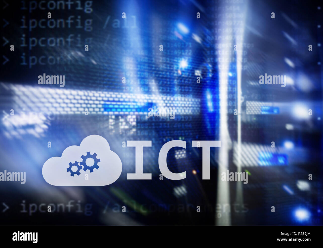 ICT - information and communications technology concept on server room ...