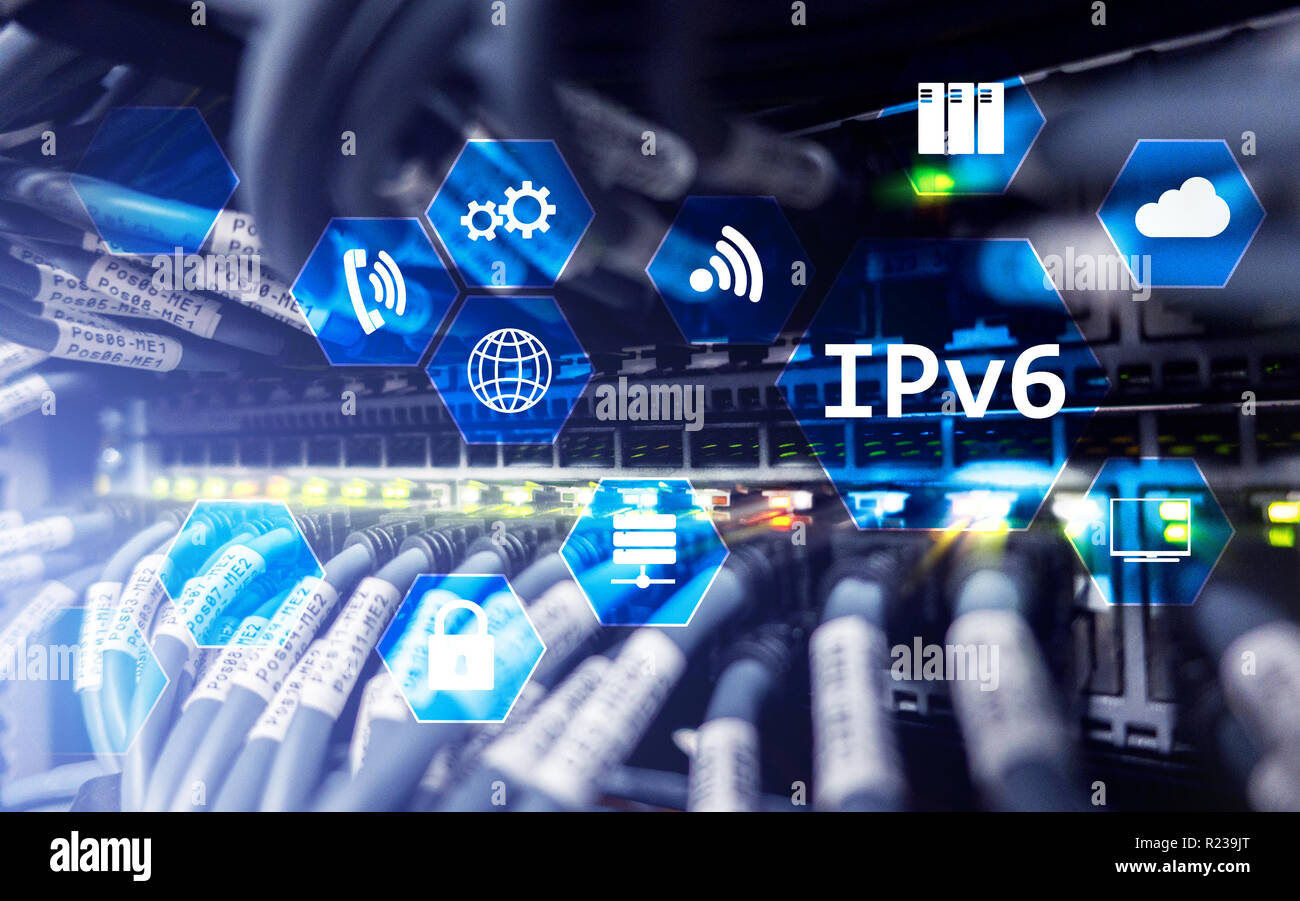 Ipv6 network technology concept on server room background Stock Photo ...