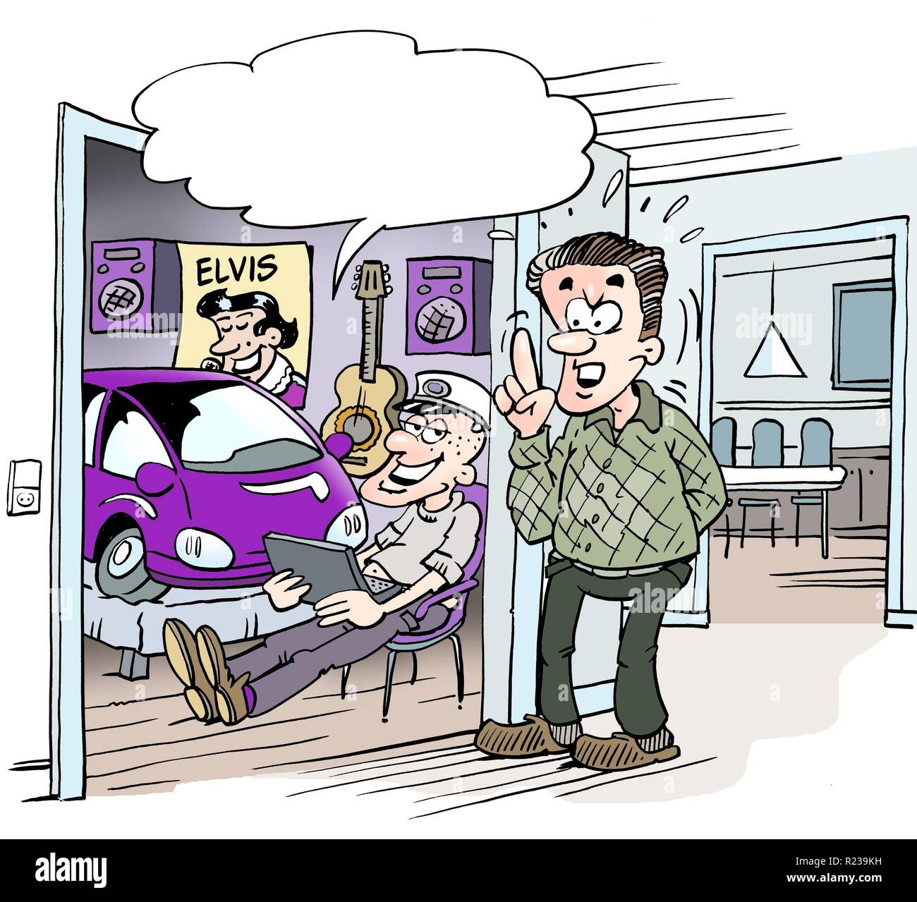Cartoon illustration of student who received a small car in the student ...