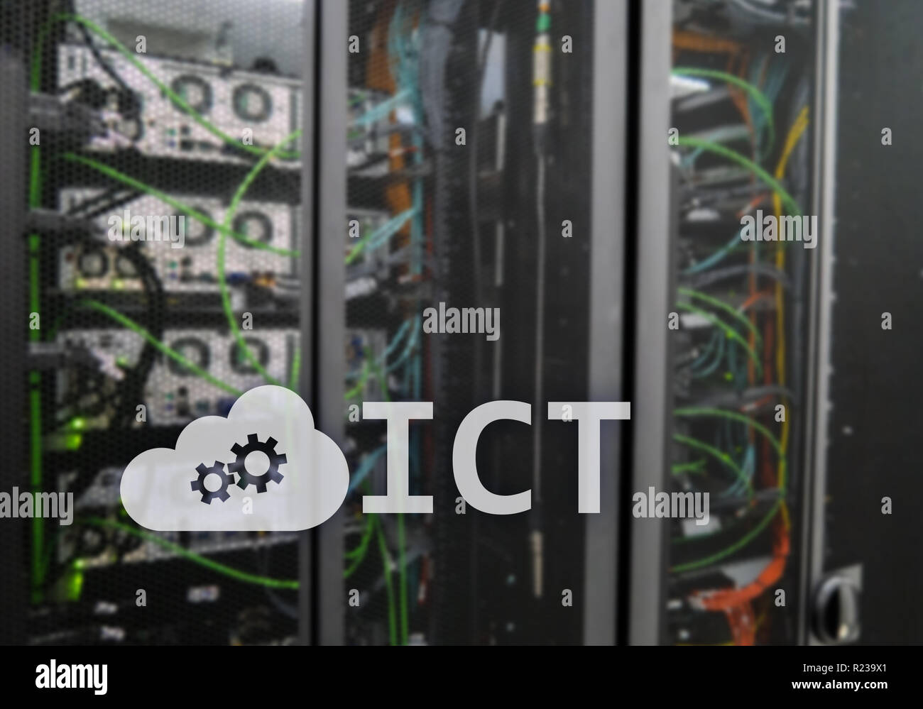 ICT - information and communications technology concept on server room ...