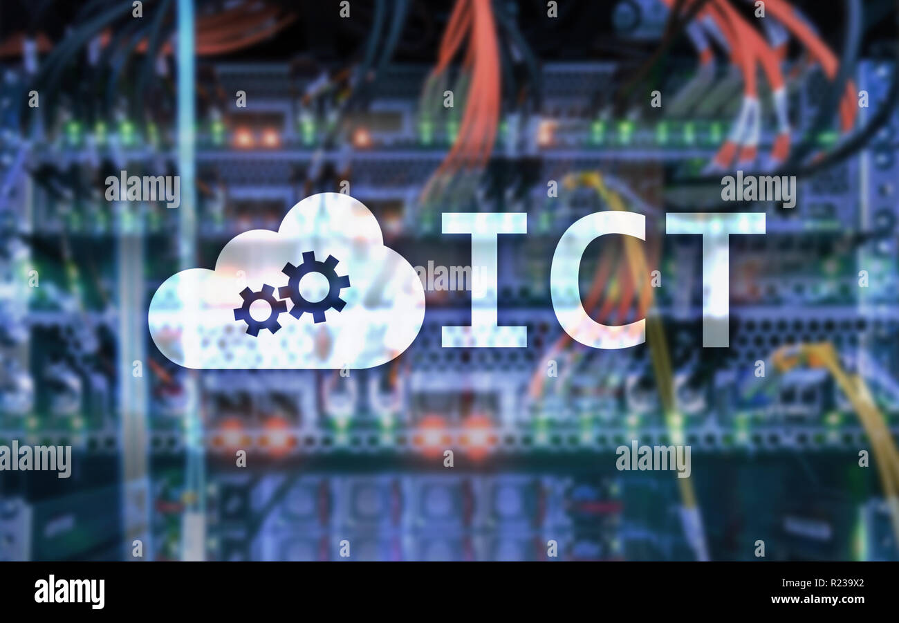 ICT - information and communications technology concept on server room ...