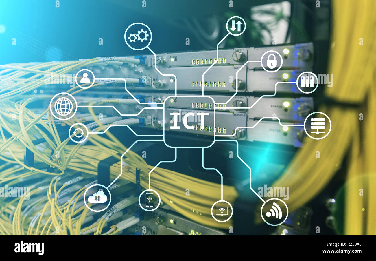 ICT - information and communications technology concept on server room ...