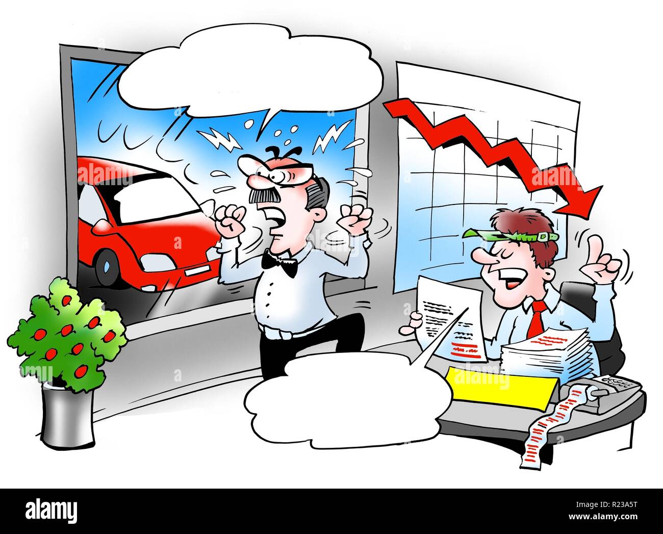 A business owner see a bad income sales curve Stock Photo - Alamy