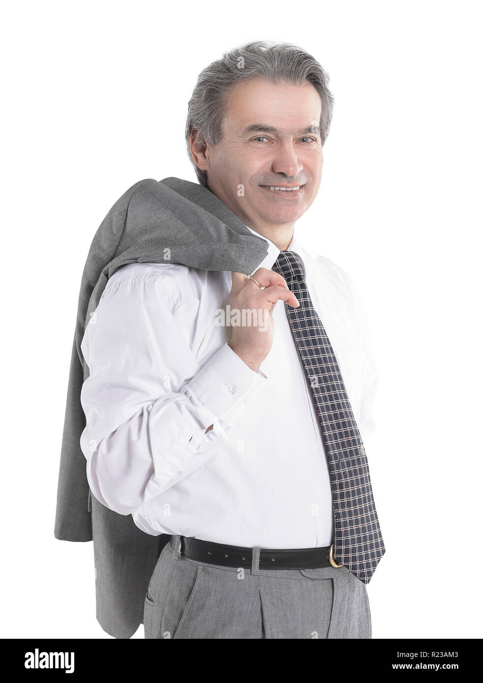 confident businessman holding a jacket over his shoulder .isolated on ...