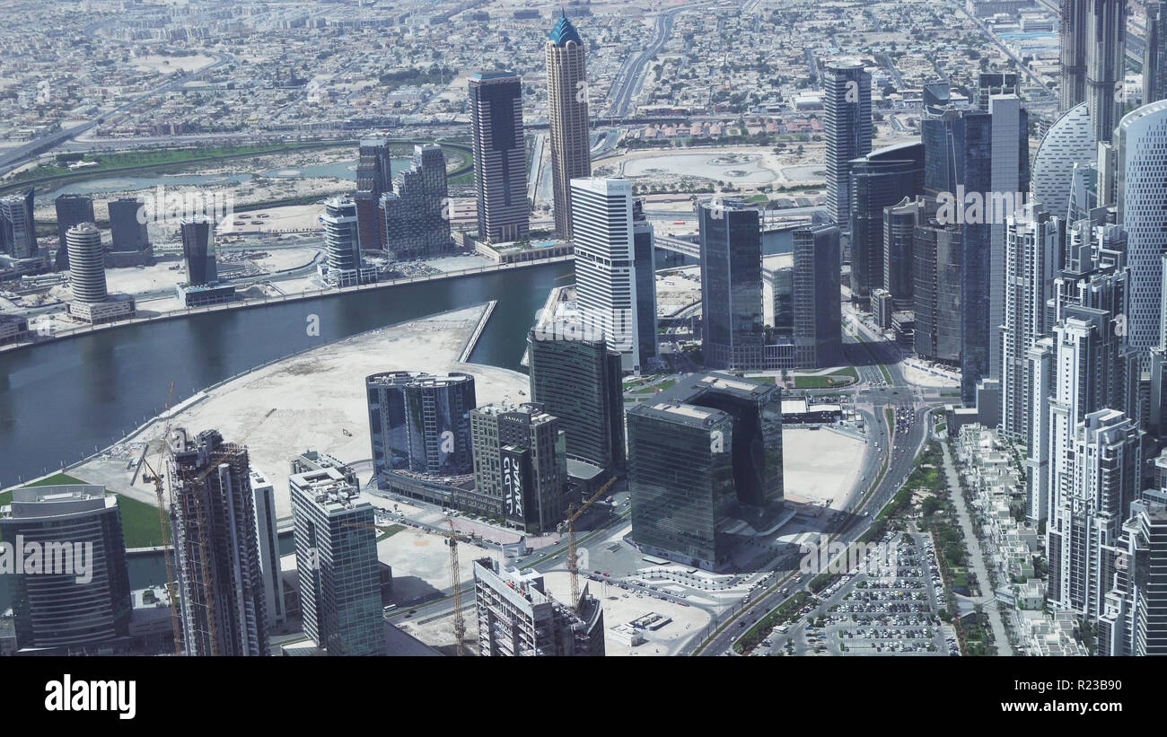 Modern skyscrapers in the area of the water channel Dubai Creek in ...