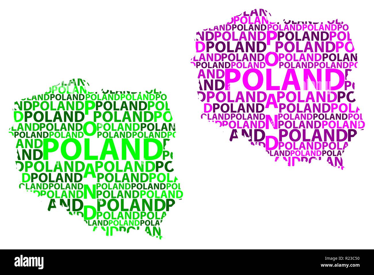 Sketch Poland letter text map, Republic of Poland - in the shape of the ...